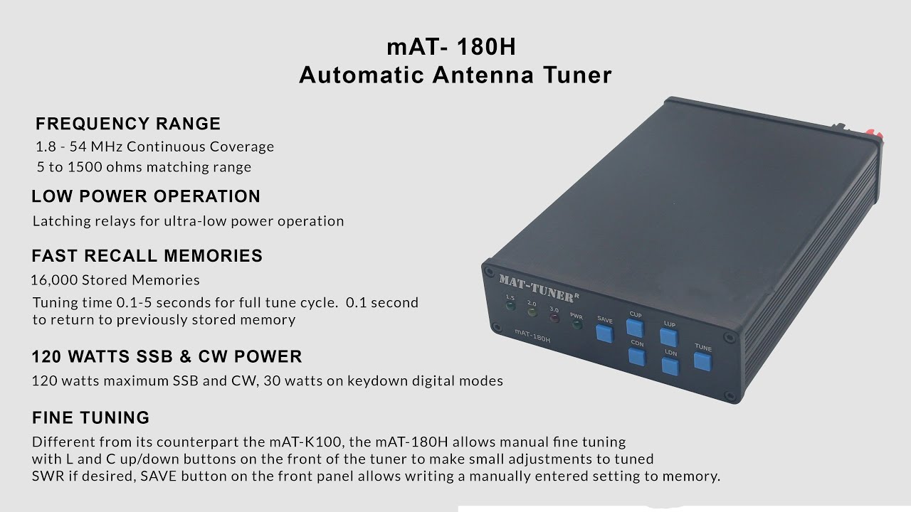 mAT-180H Automatic Antenna Tuner - Feature Overview - YouTube