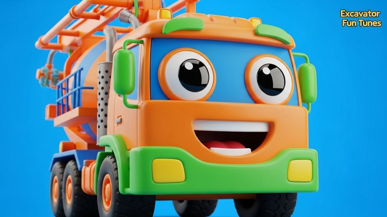 Fun Kids Songs with Concrete Mixer and Digger | 3D Animation - YouTube