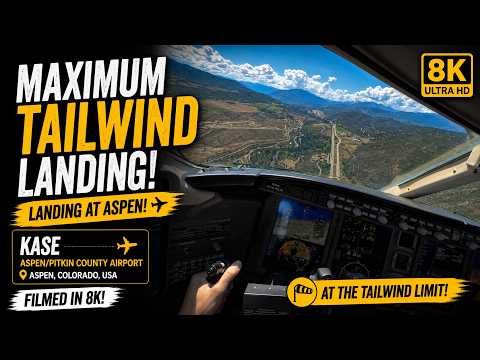 8K | Maximum Tailwind Summer Landing at Aspen | Challenger 350