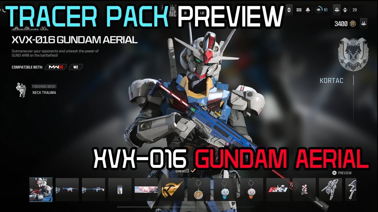 MW3 x Gundam COLLAB TRACER PACK PREVIEW: AERIAL GUNDAM - YouTube