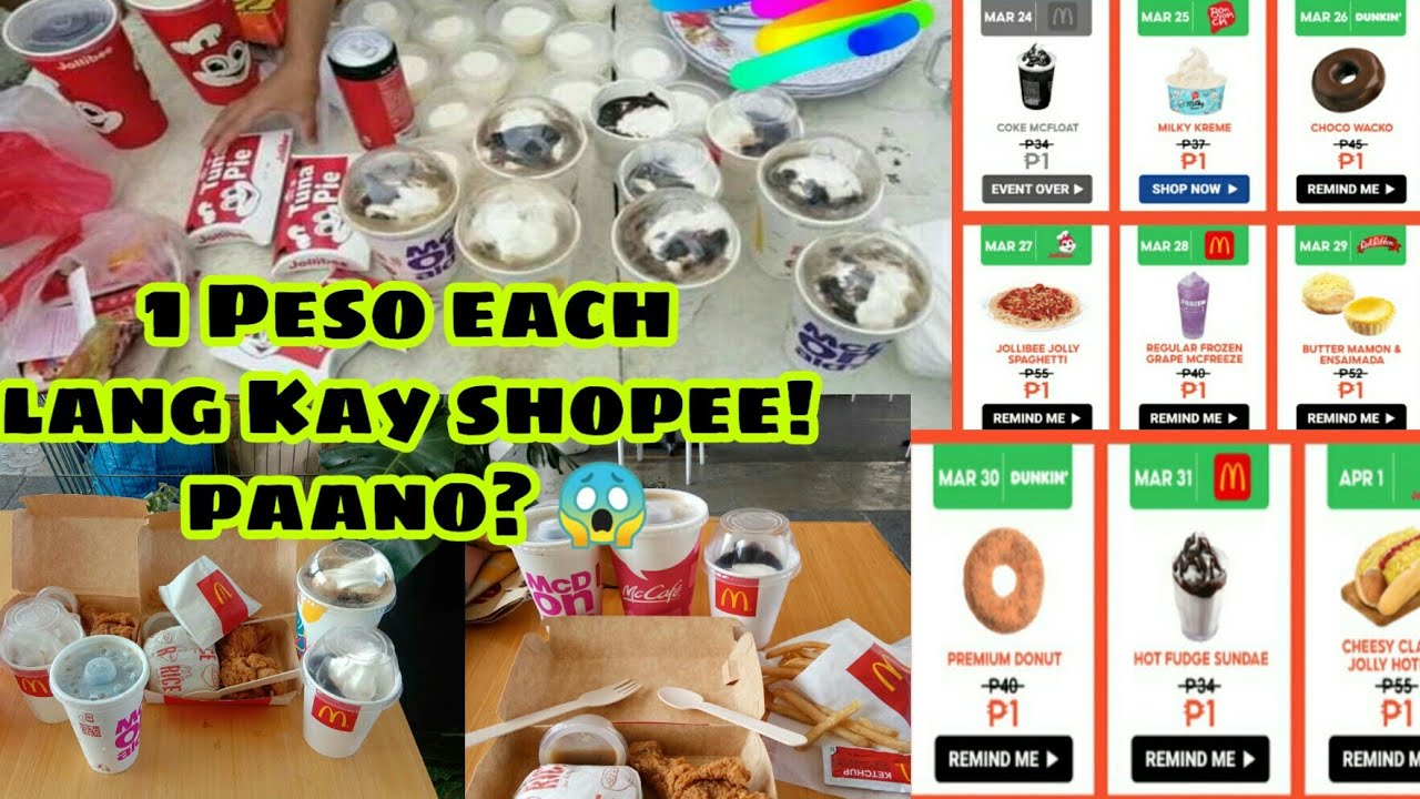 SHOPEE 1 PESO DEAL! PISO LANG ANG MCDO AT JOLLIBEE FOODS - YouTube
