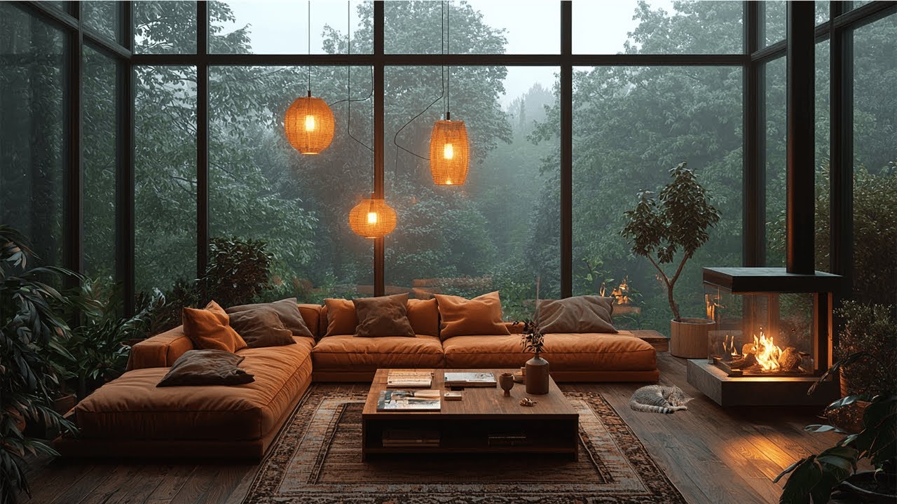 8 Hours of Cozy Living Room Rain Sounds | Relax, Sleep, Study - YouTube