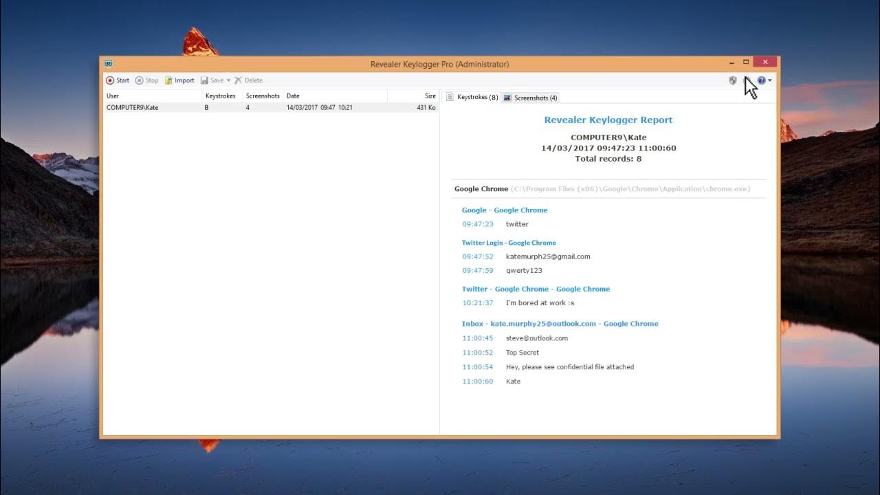Revealer Keylogger Keystroke recorder with screen capture, email ...