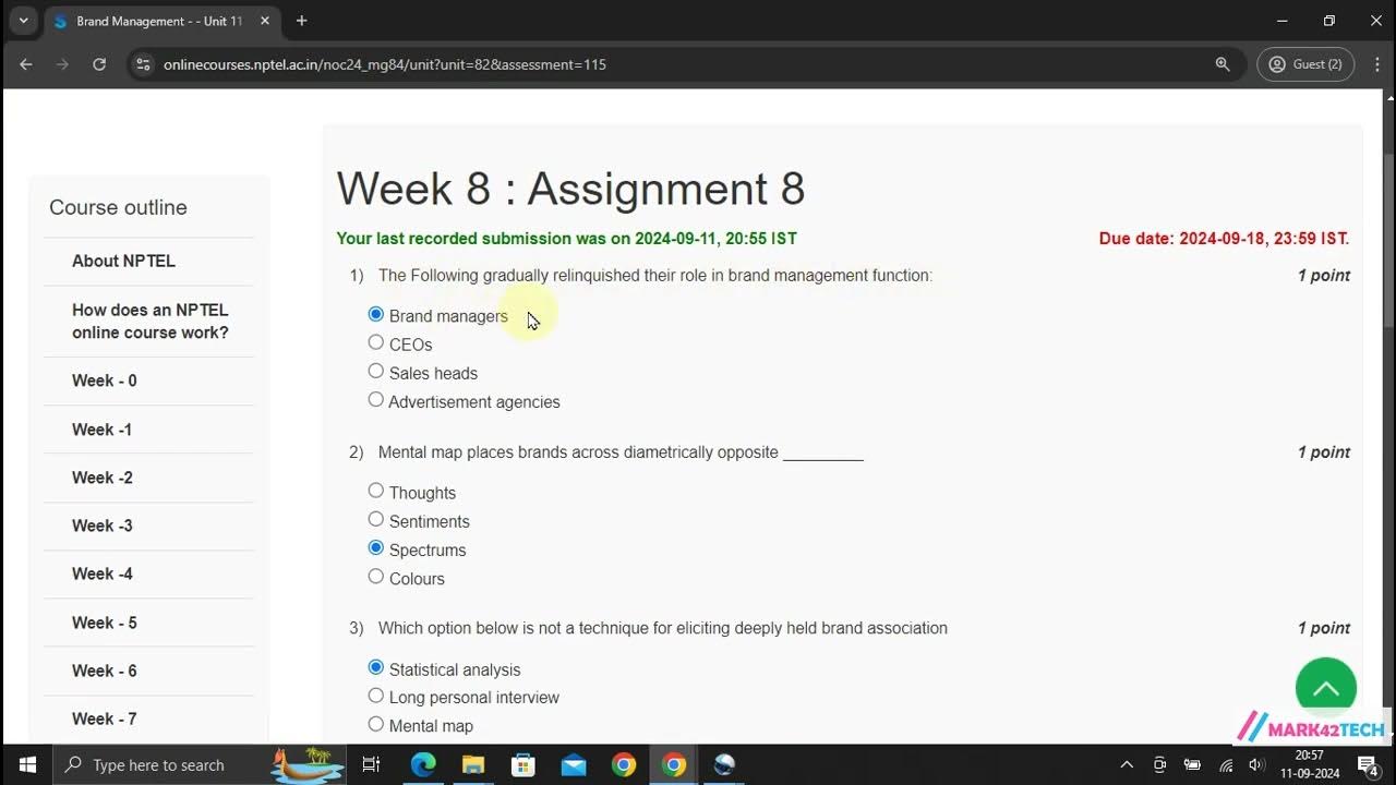 NPTEL Brand Management Week8 Assignment 8 Solution July 2024 - YouTube