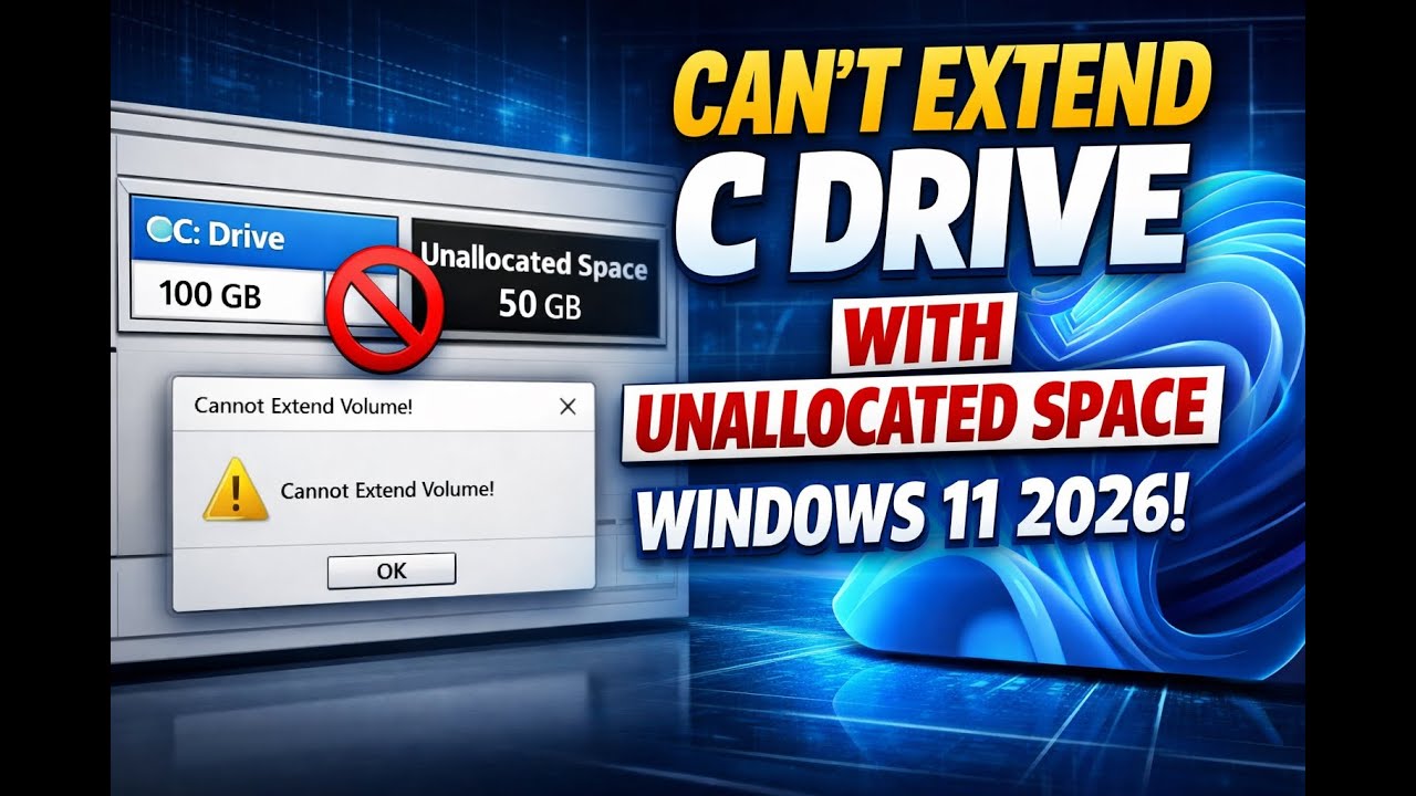 fix can't extend c drive with unallocated space in windows 11 2026 ...