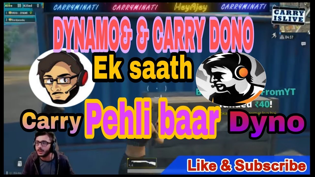 DYNAMO and CARRY MINATI PLAY IN CUSTOM Room india's best live streamer ...