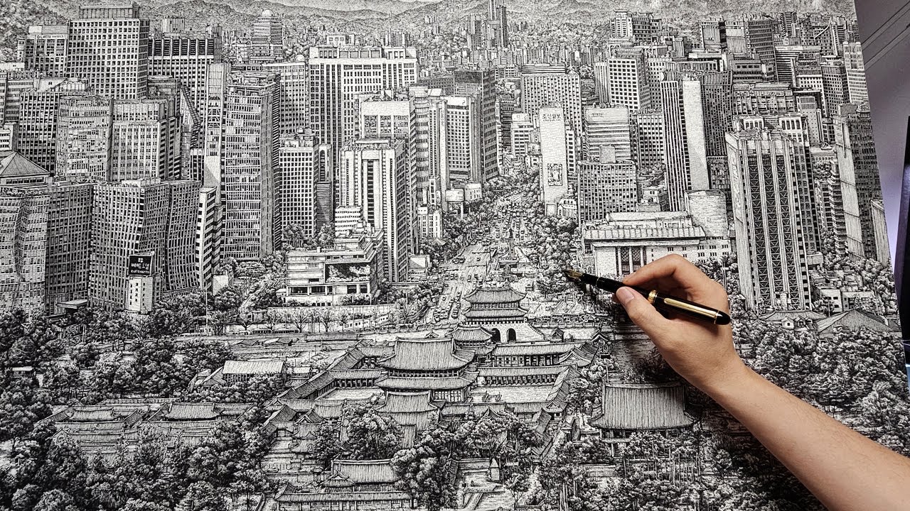 【ASMR】 만년필로 그림 그리는 소리 SOUND and DRAWING by a Lamy fountain pen Side ...