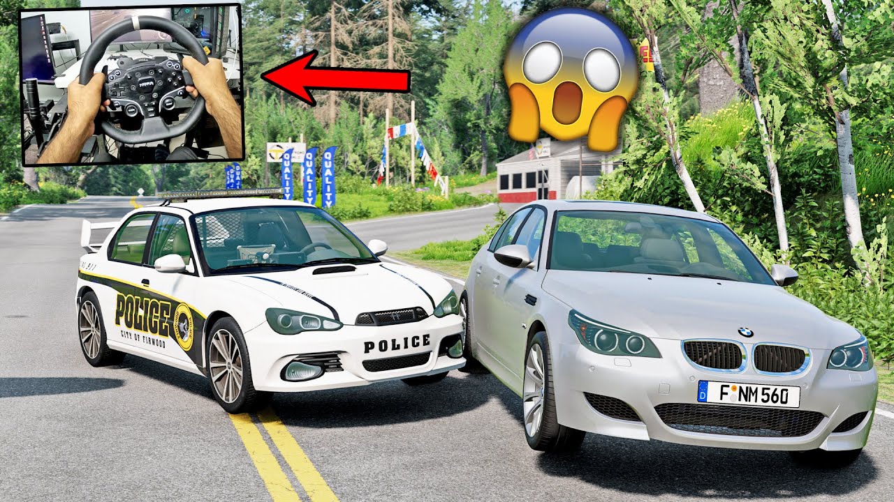 Epic BMW Police Chase | BeamNG Steering Wheel Gameplay - YouTube