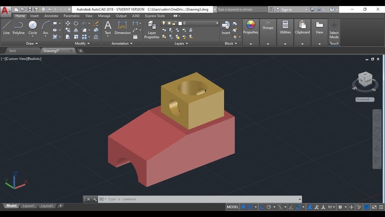 How To Draw Machine Part in Autocad 2018 | Mechanical Engineering ...