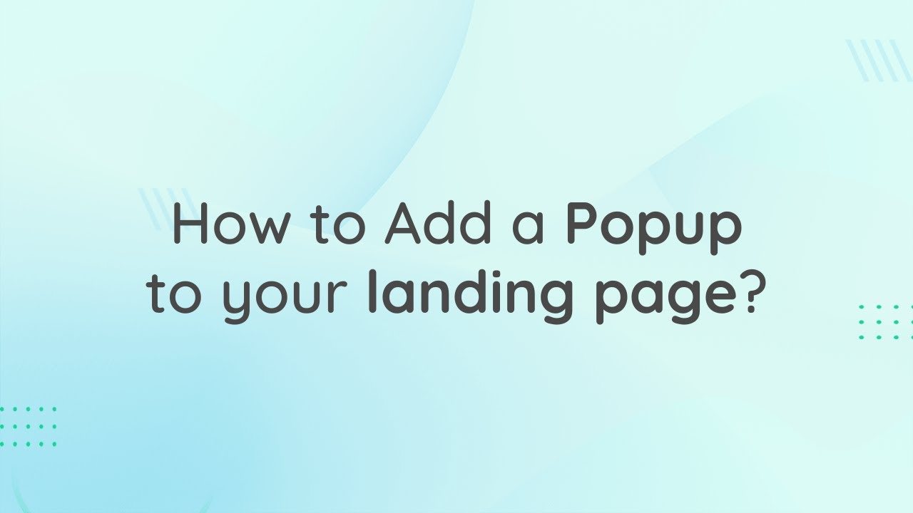 How to Add a Popup to your landing page - YouTube