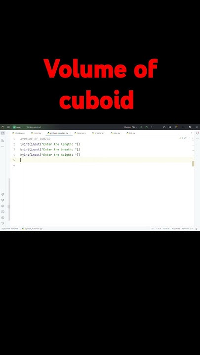 Volume Of Cubiod In Python 🔥🔥 - Youtube