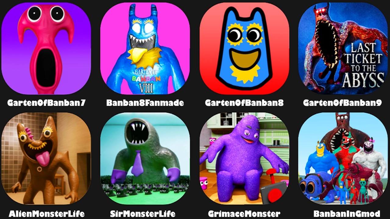 Garten Of Banban 7-8-9,Banban 9,Banban 8 Fanmade, Grimace Monster Scary ...