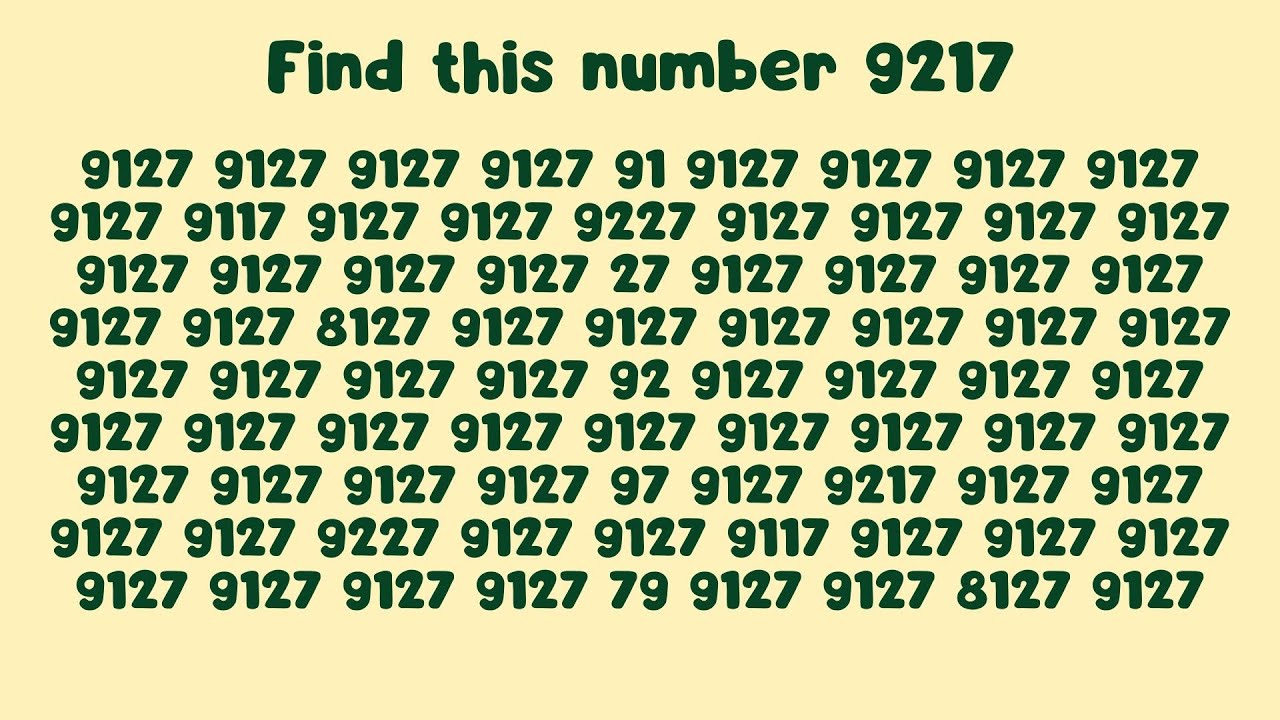 Can You Spot 9217 Before Time Runs Out? - YouTube