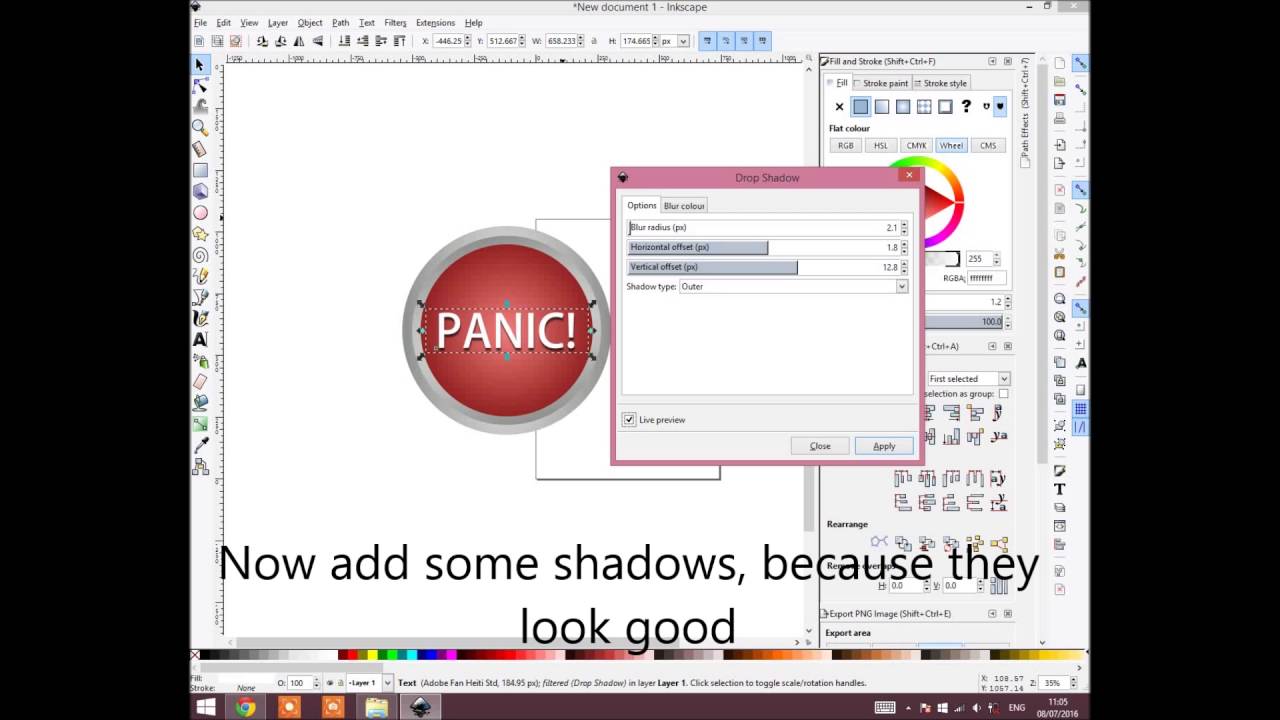 Inkscape tutorial: simple panic button - YouTube