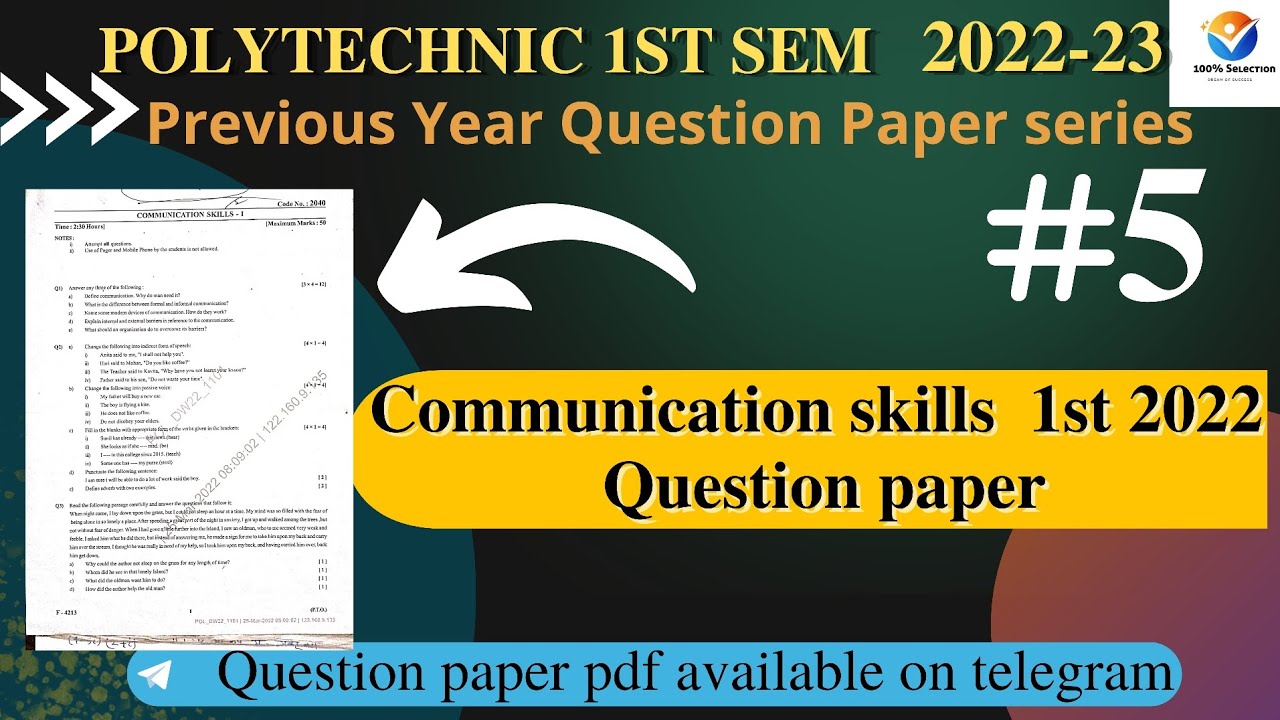 Communication skills previous question paper 2022 poly 1st sem - YouTube