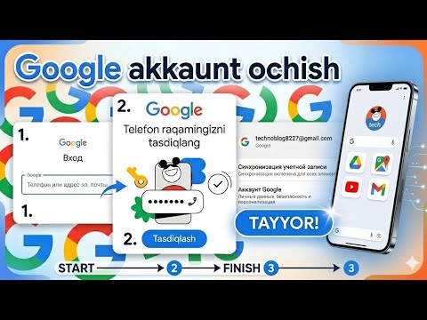Google Akkaunt ochish. Play Market ochish 2026.
