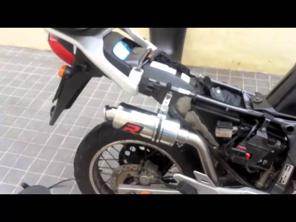 Dominator Exhaust System - Moto GP1 on a TRANSALP 650 - YouTube
