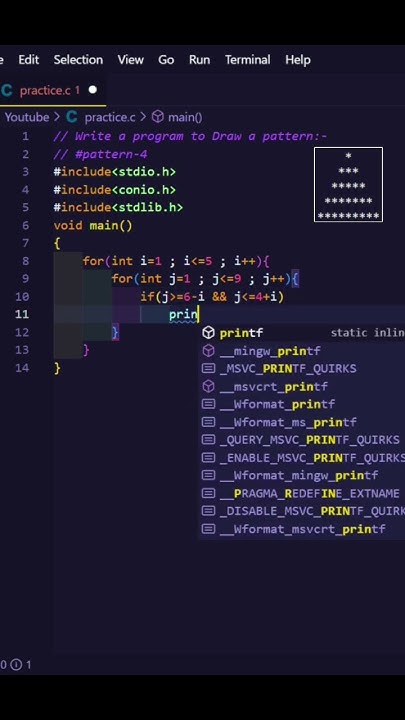 Wap To Pyramid Star Pattern In C Pattern4 C Shorts Clanguage Learnprogramming