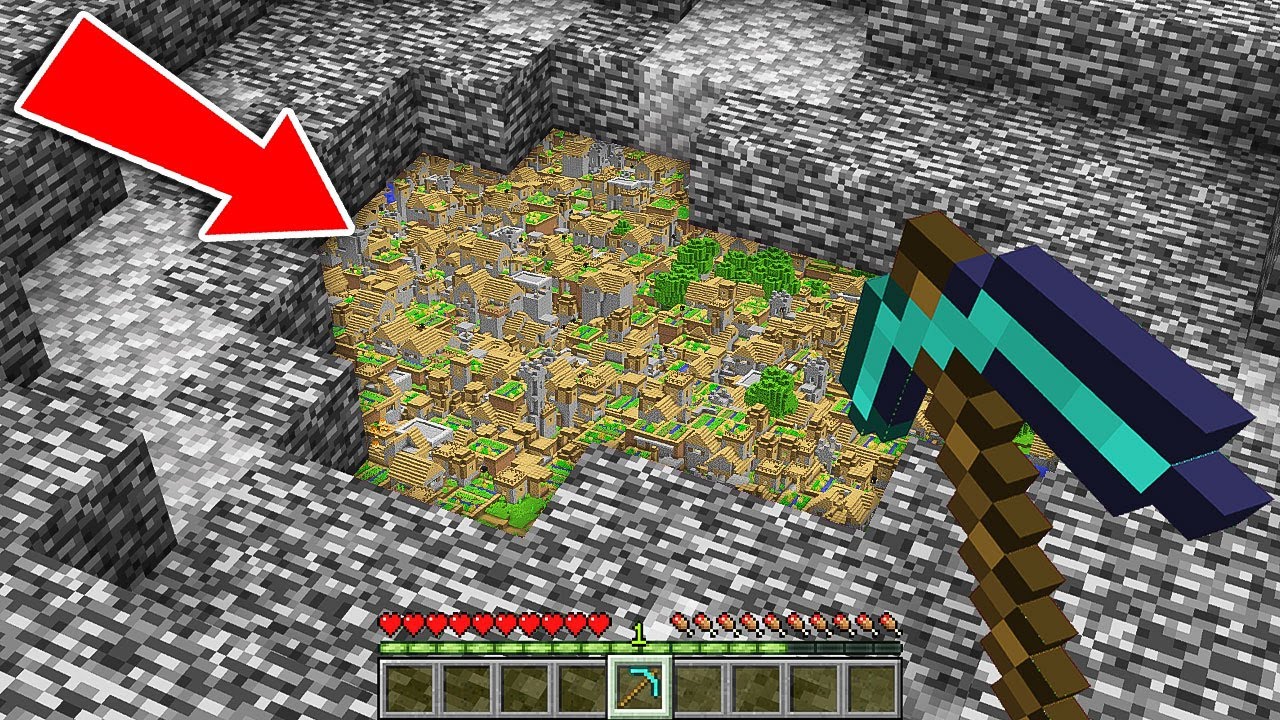 I look this Secret ENDLESS Villager Inside Under BEDROCK Pit Tunnel ...