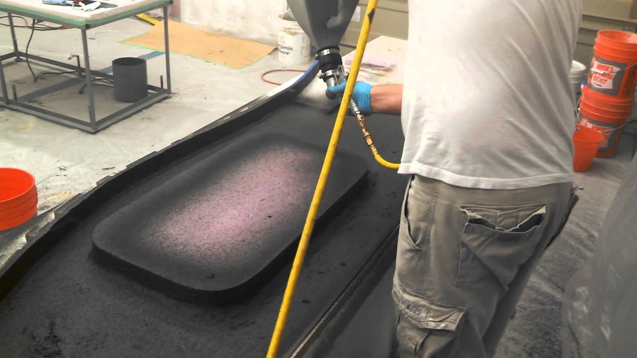 Spraying the GFRC base coat. - YouTube