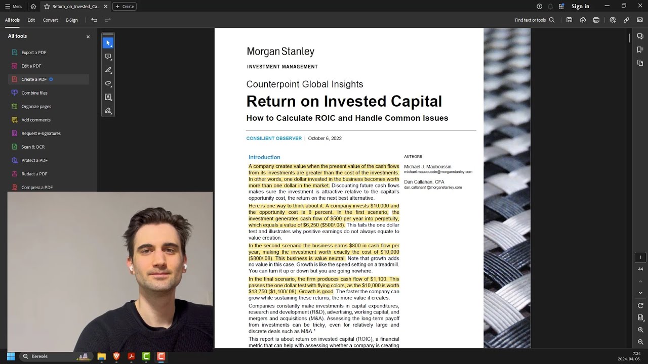Return on Invested Capital (ROIC) számítása, hibái és azok korrigálása by Mauboussin - YouTube