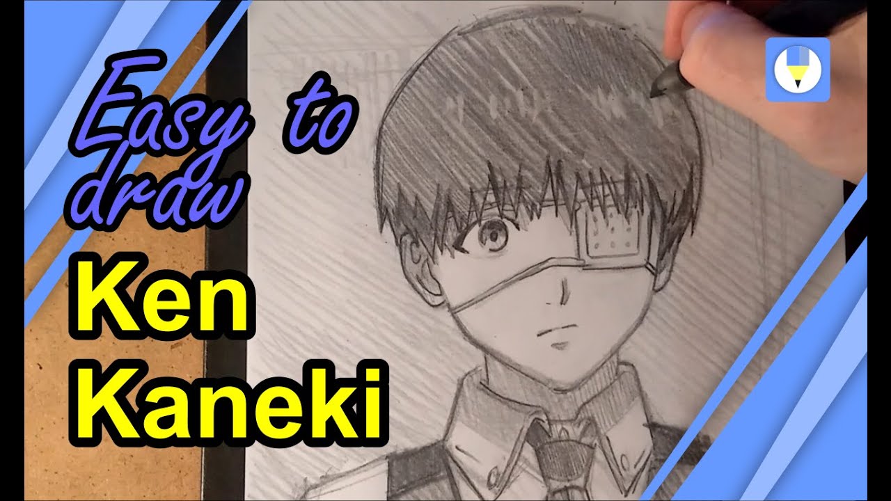 Easy anime drawing | How to draw Ken Kaneki from Tokyo Ghoul step by ...