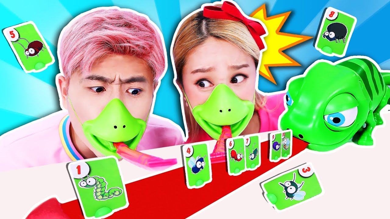 [강이 X 지니] 카멜레온 헌터 보드게임 대결 놀이 Chameleon hunter - YouTube