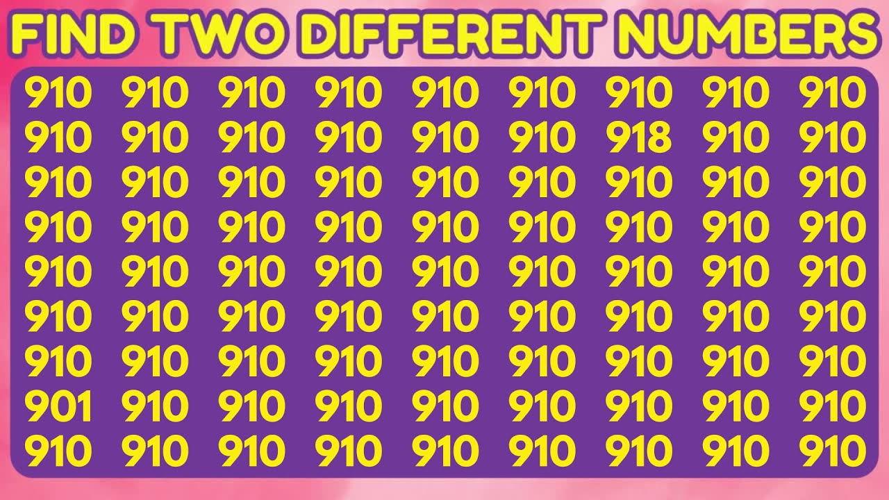 Find Two Different Numbers | 910 🔢 Can You Spot Them? | Fun Brain ...