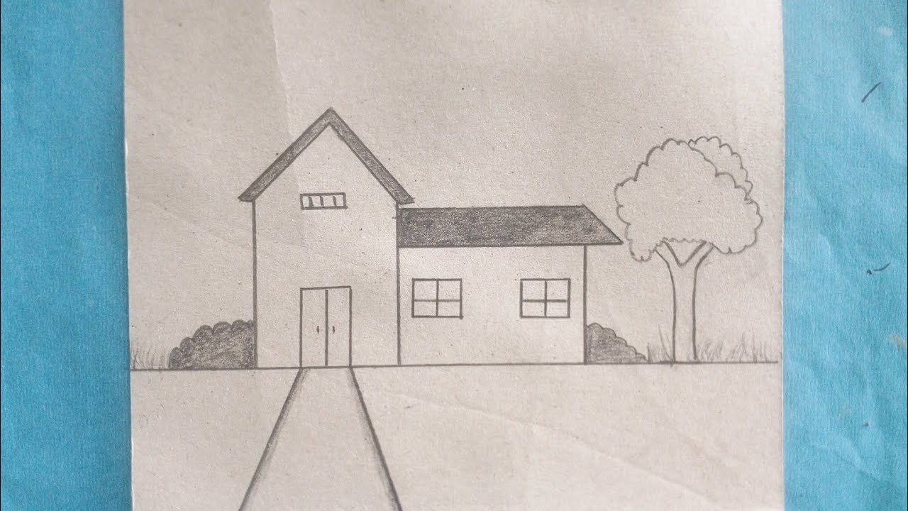house drawing with pencil / tiny house drawing easy step by / scenery ...