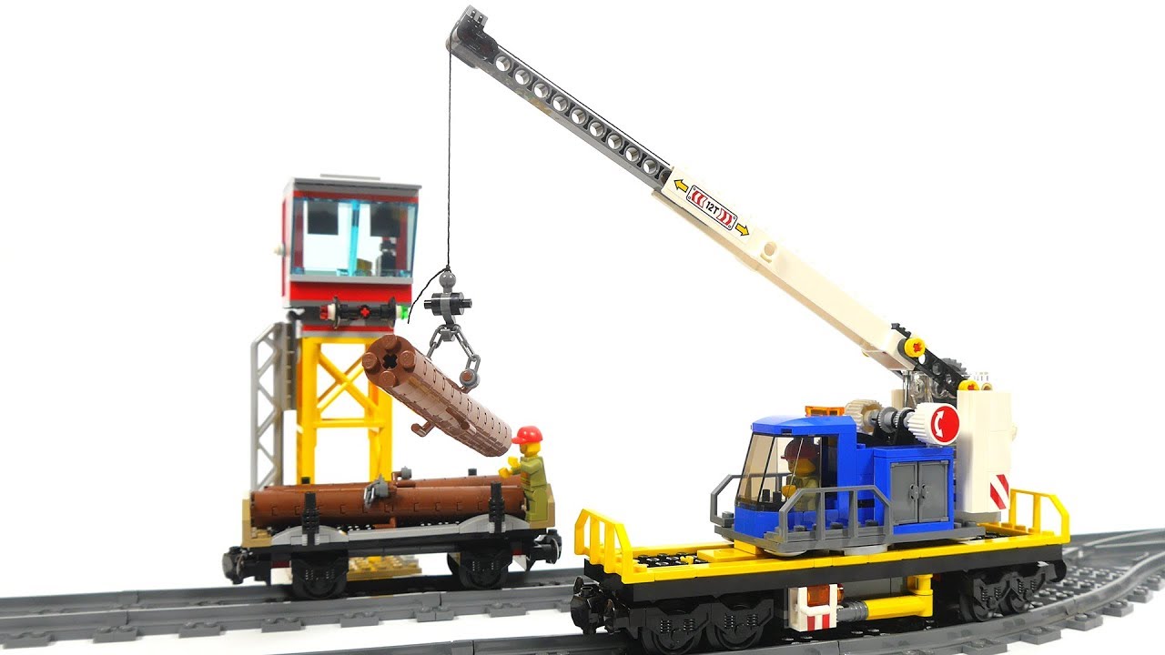 Lego City 60198 Cargo Train, cran and timber wagon - YouTube