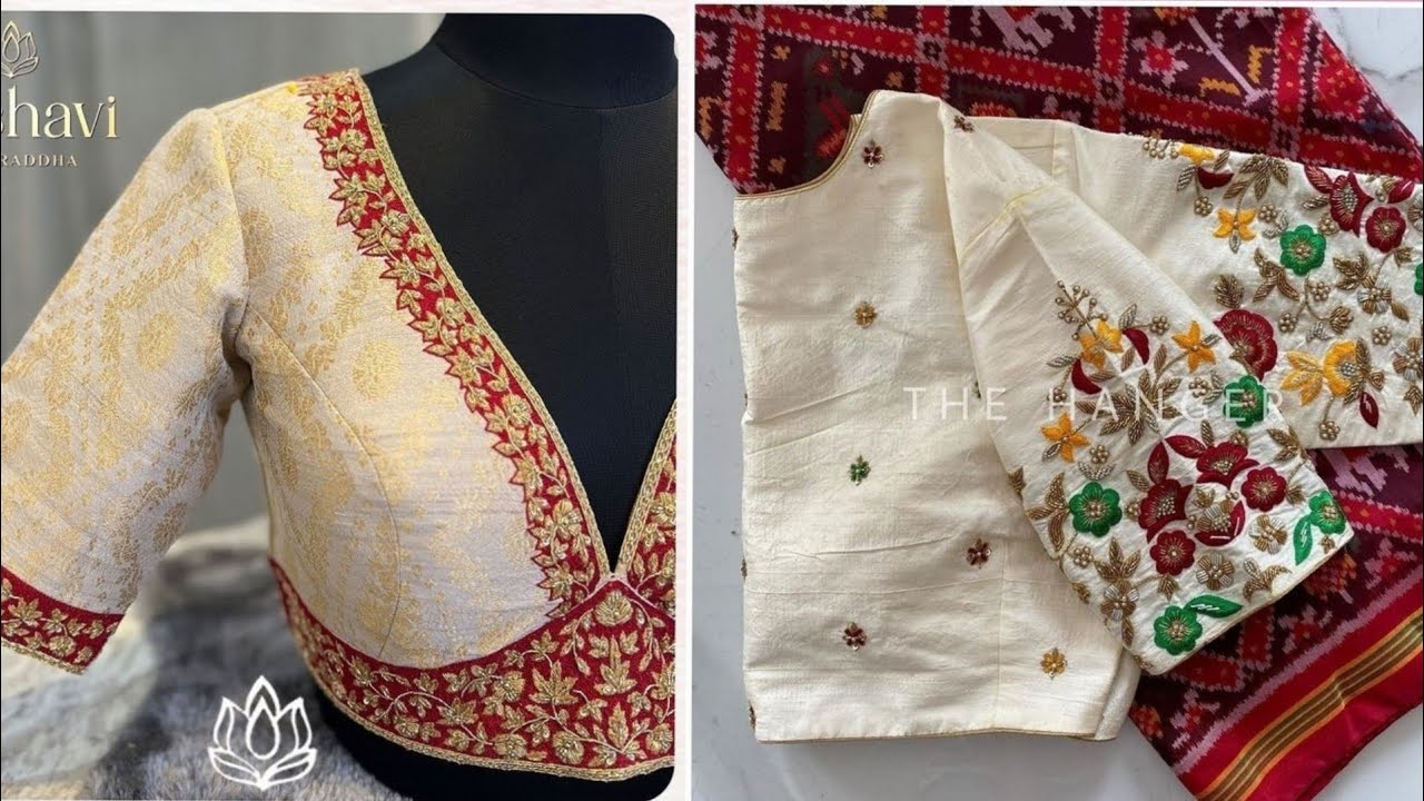 beautiful off-white maggam work blouse designs||shopndstyle||# ...