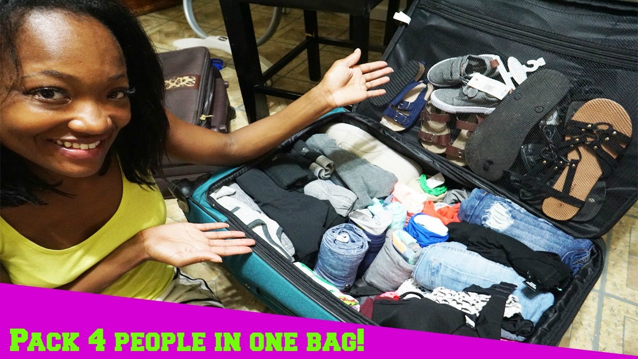 HOW TO PACK A FAMILY OF FOUR IN ONE SUITCASE - YouTube