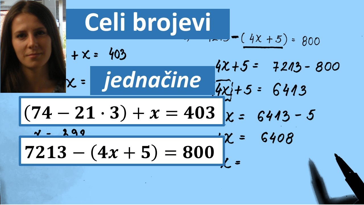 Celi brojevi jednačine zadaci - YouTube