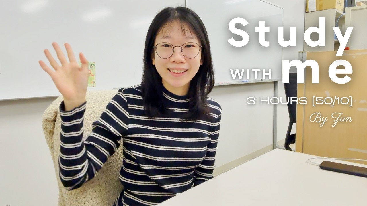 3-hour study with me 📚・calm piano 🎹・pomodoro 50-10 ⏳・japanese jlpt n2 ...