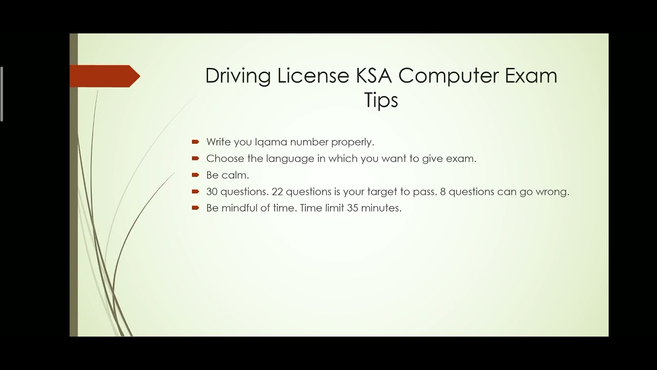 Tips for Saudi Arabia Driving License Computer Test Examination day ...