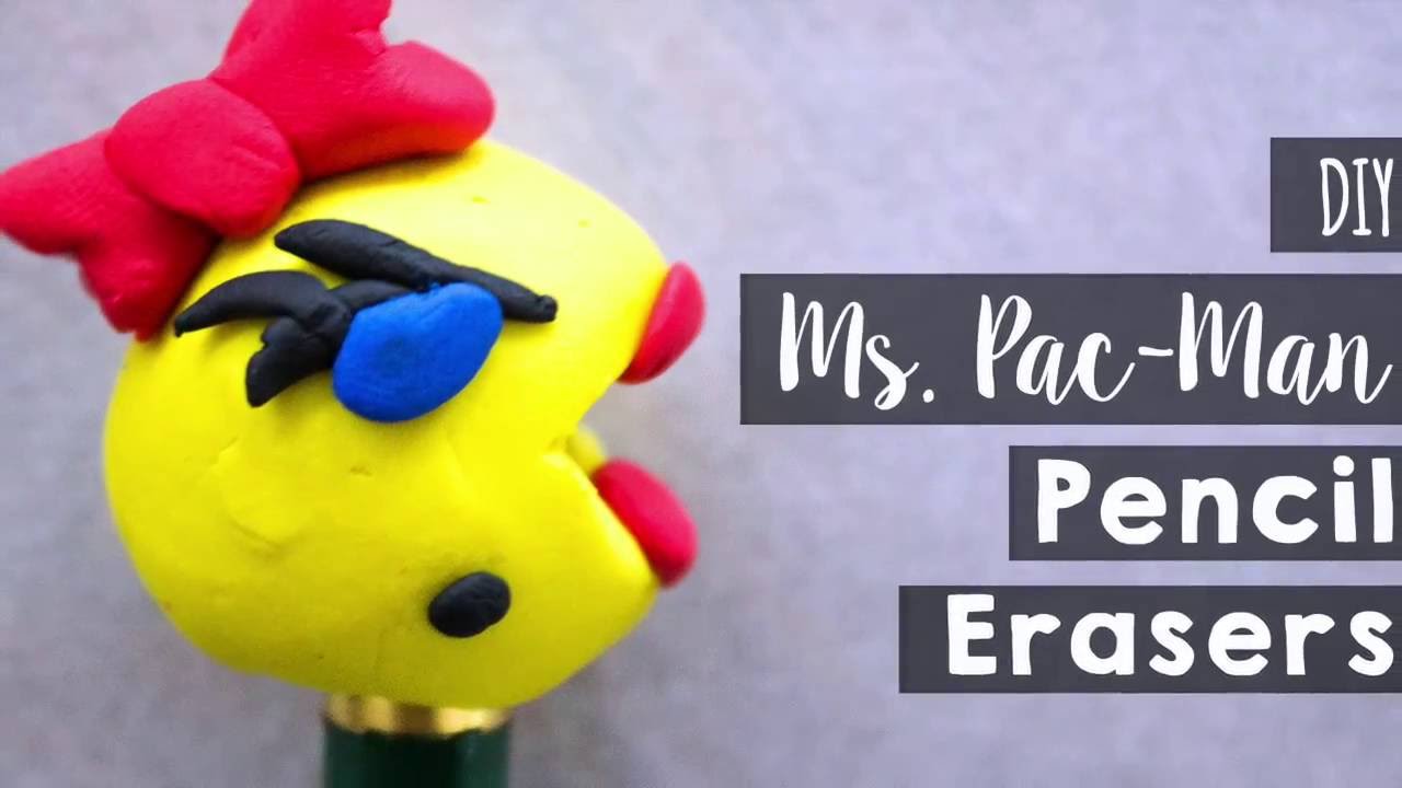 DIY Ms. Pac-Man Pencil Erasers - YouTube