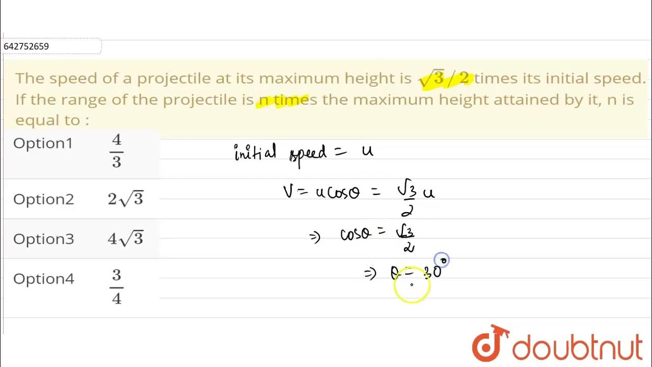 The speed of a projectile at its maximum height is sqrt3//2 times its initial speed. If the rang ...