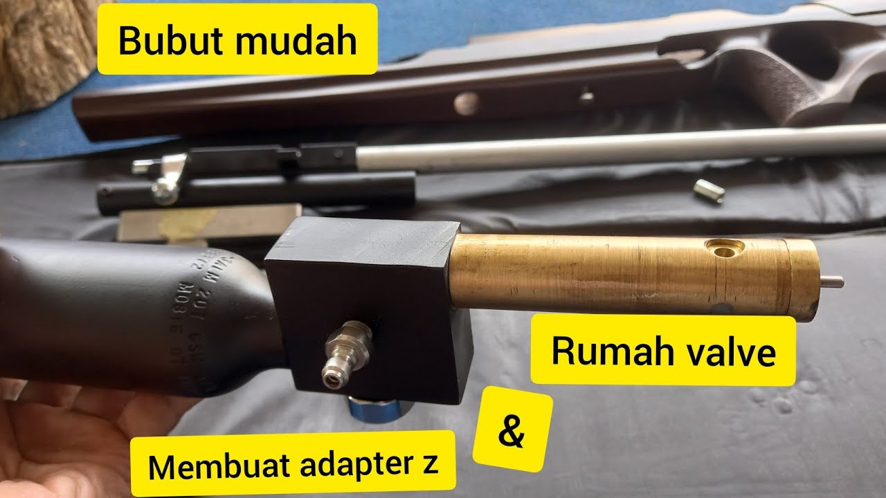 Membuat rumah valve adapter z pcp// uklik bocap//tabung angin pcp ...