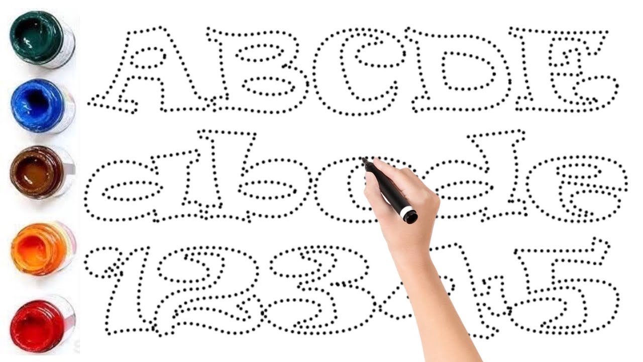 How To Learn Draw and Paint Alphabet ABCDE and Number 12345 for Kids ...