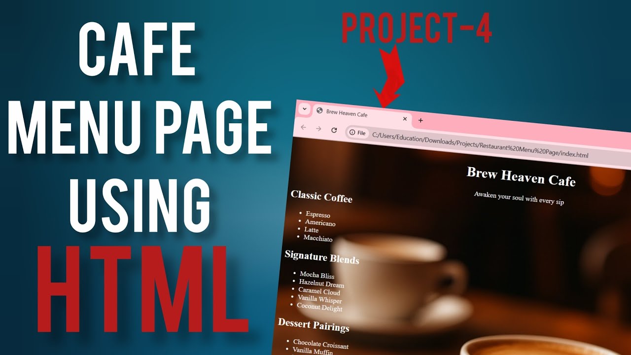 Simple Café Menu Website | HTML Beginner Project - YouTube