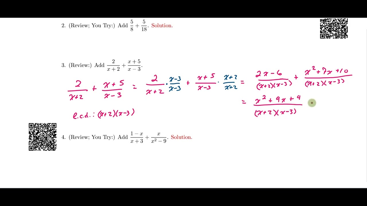 Review of Adding Rational Expressions and Intro to Complex Fractions - YouTube