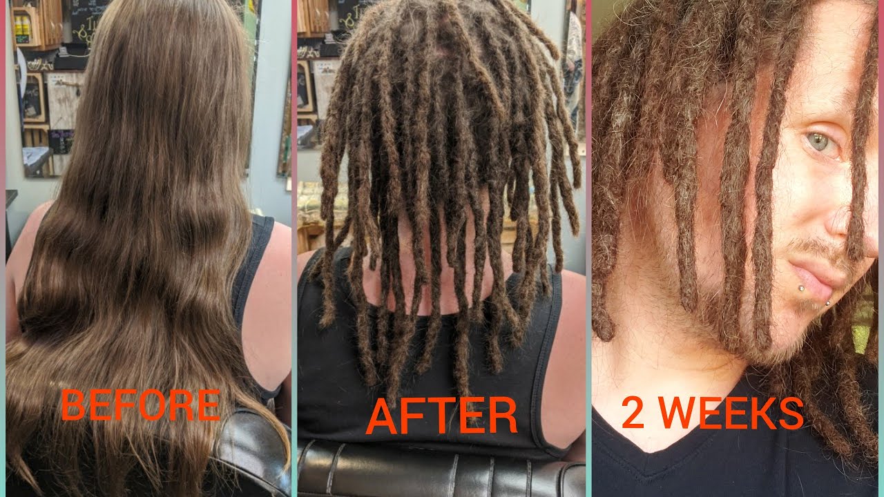 Caucasian straight hair dreadlocks 2 weeks - YouTube