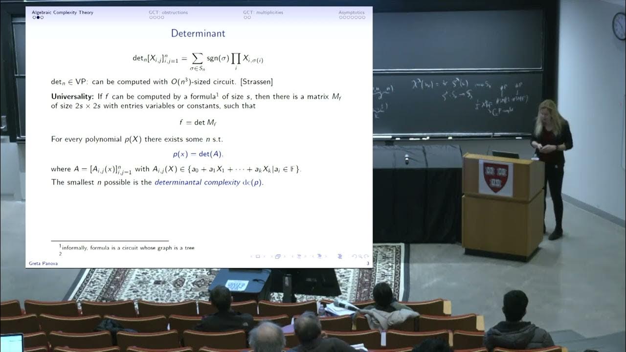 CDM 2023: Greta Panova: Computational complexity in algebraic combinatorics II - YouTube