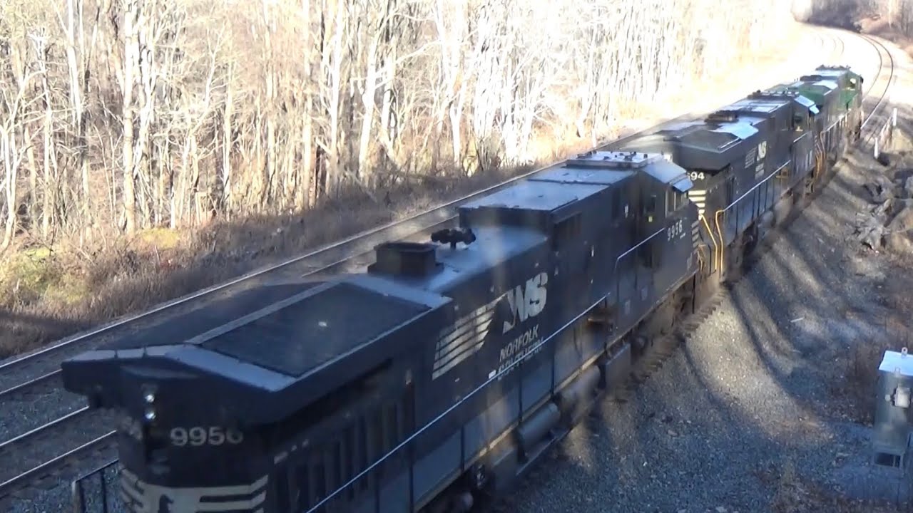 Southern Heritage Unit 8099 Leads NS Eastbound Stack Train 20Q at Cassandra - YouTube