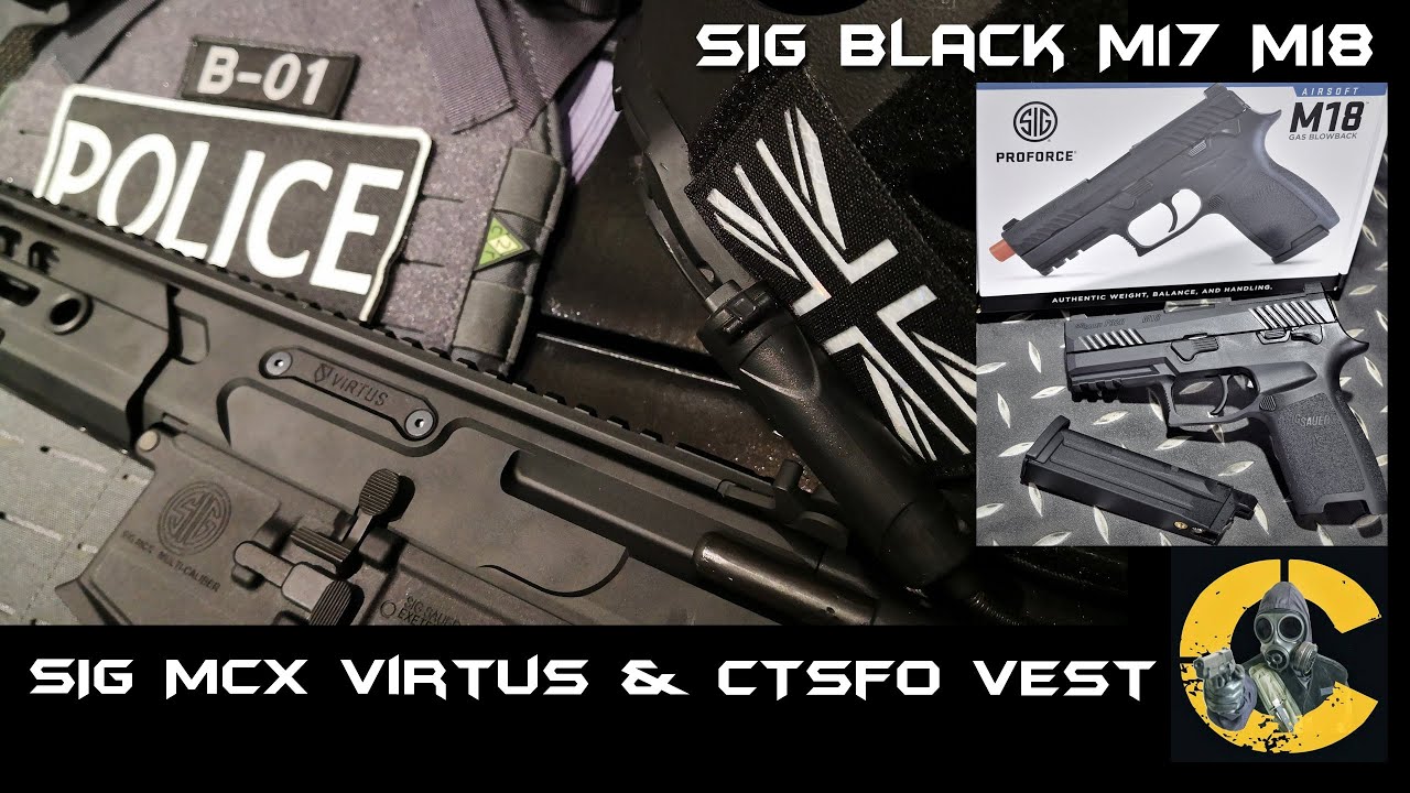 SIG SAUER M18 Black Gbb & MCX Virtus AEG, CTSFO Ver2 vest review by CRW ...