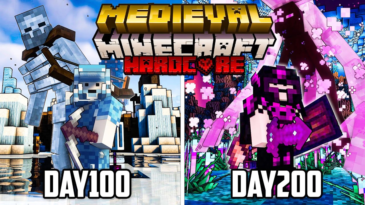 เอาชีวิตรอด 200 วัน ในโลกตำนานแห่งยุคกลาง 2 Minecraft Medieval 100days Youtube