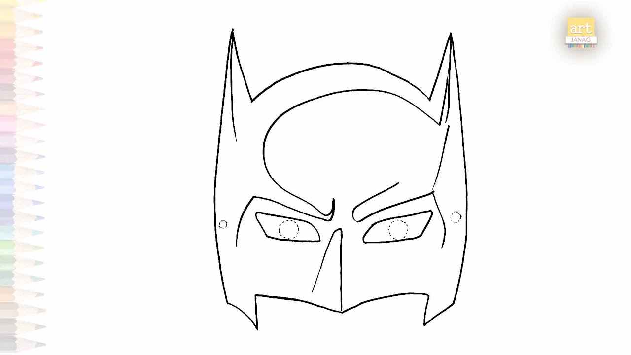 Batman face mask drawing easy | Outline drawing tutorial | How to draw ...