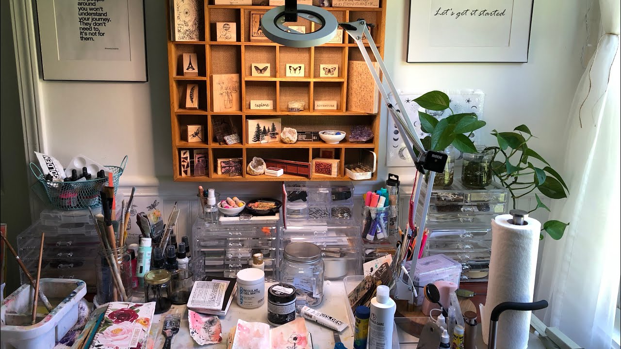 New view of my art journal desk - YouTube
