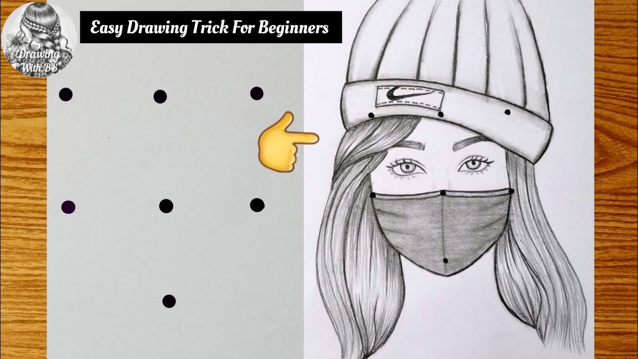 How to Turn Five Points into A Girl|Easy Girl Drawing From Dots|Very ...