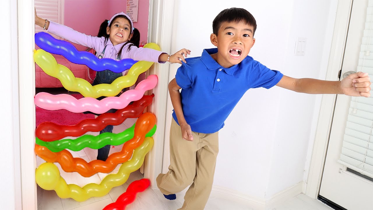 Ellie vs Ben Epic Tag Battle: Balloon Doors and Foam Forts Fun! - YouTube